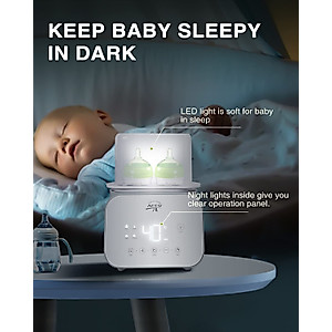 Baby Bottle Warmer, Double Bottle Warmer for Breastmilk, 6-in-1 Baby Food Heater Defroster, Fast Infant Formula Warmer with Timer for Twins, 24H Temp Control, BPA Free