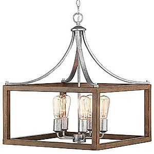 Home Decorators Collection Boswell Quarter 5-Light Galvanized Pendant with Painted Chestnut Wood Accents