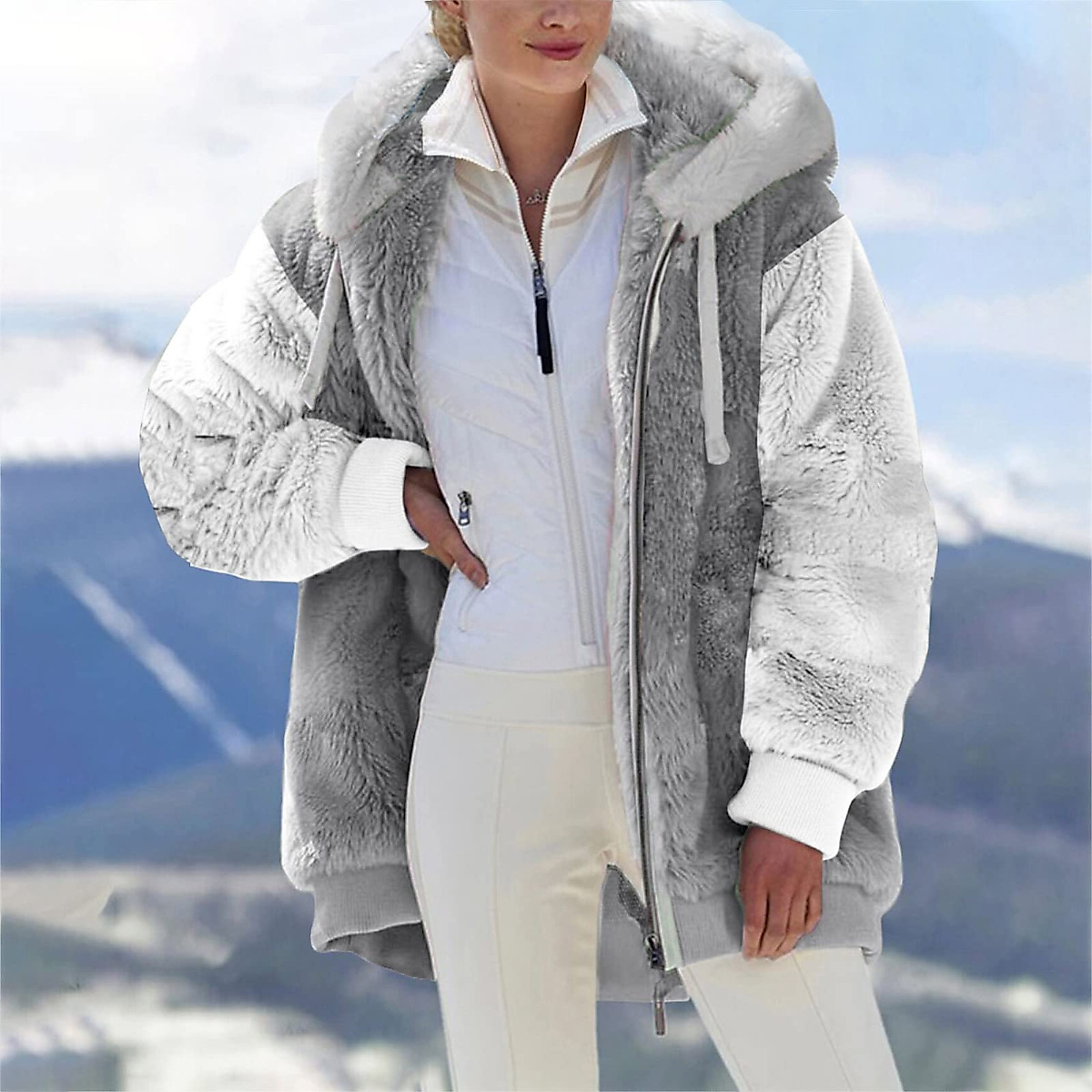 Cbcbtwo Fuzzy Fleece Jacket for Women 2025 Plus Size Warm Winter Coats Fluffy Sherpa Hoodie Zip up Casual Cardigan Outerwear