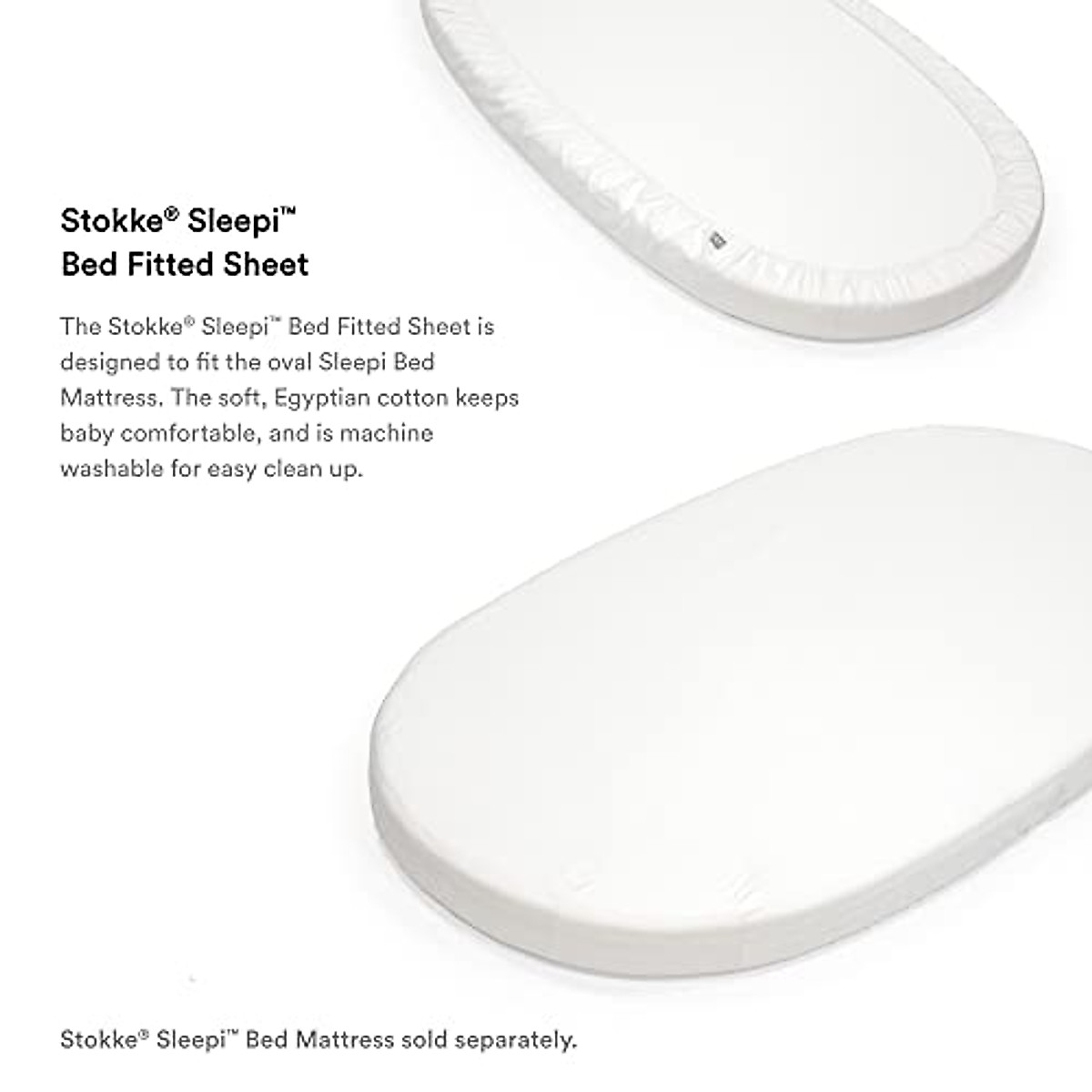 Stokke Sleepi Fitted Sheet, White - Soft Sheets for Sweet Dreams - Made for Stokke Sleepi Crib/Bed - 100% Fine Cotton Percale - Washable