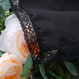 HOULIFE Women's Lace Handkerchiefs, Soft Cotton Embroidery Black Ladies Hankies with Lace Border (6 PCS)