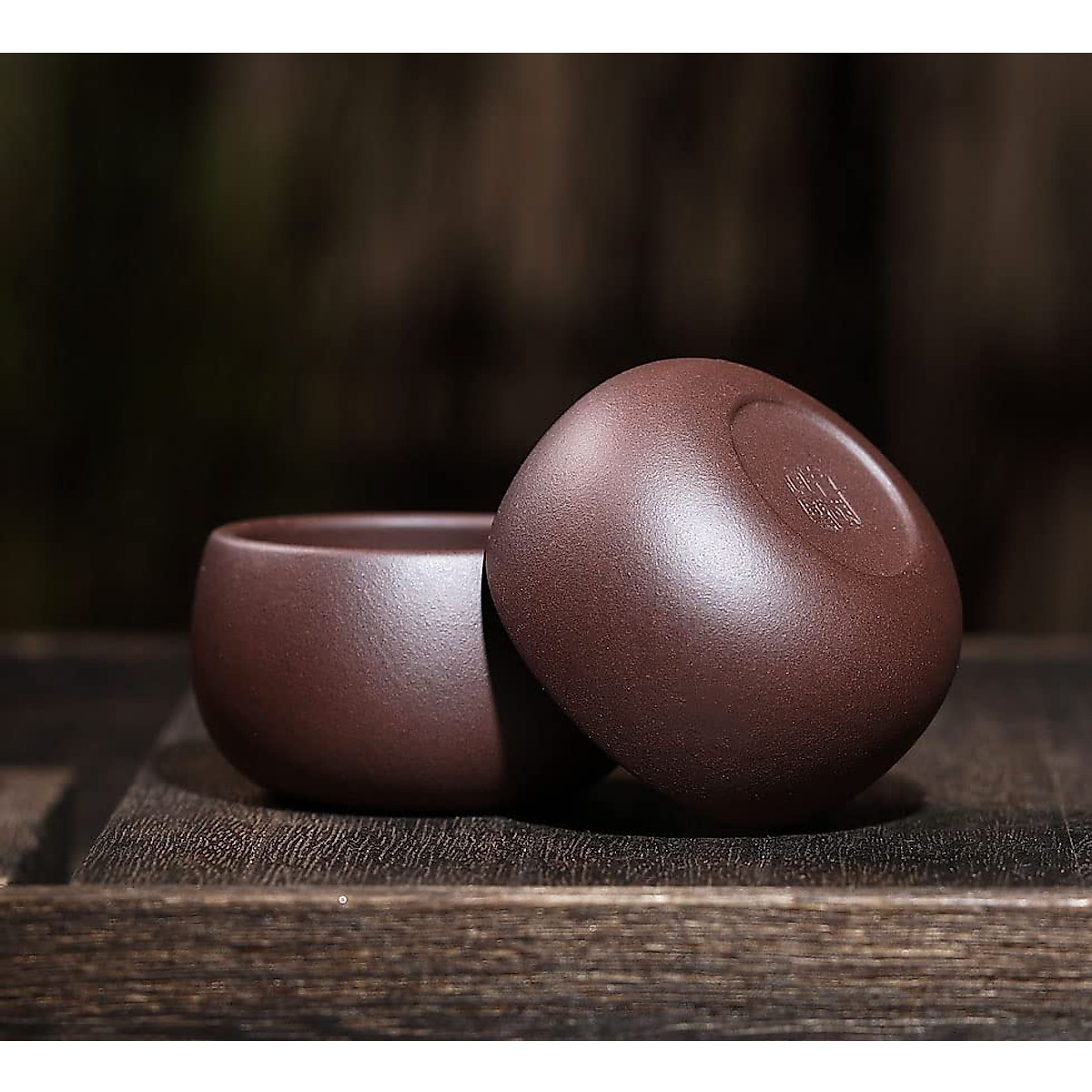 YXHUPOT Teacup 2pcs Chinese Yixing Clay Genuine Zini Zisha Gongfu Tea Cups 50ml (Zini)