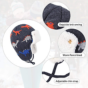 Zando Baby Beanies Infant Toddler Cute Cartoons Hat Baby Boys Earflap Caps Fall Winter Cute Dinosaurs M (18.90-19.69) Suggest 1-2T
