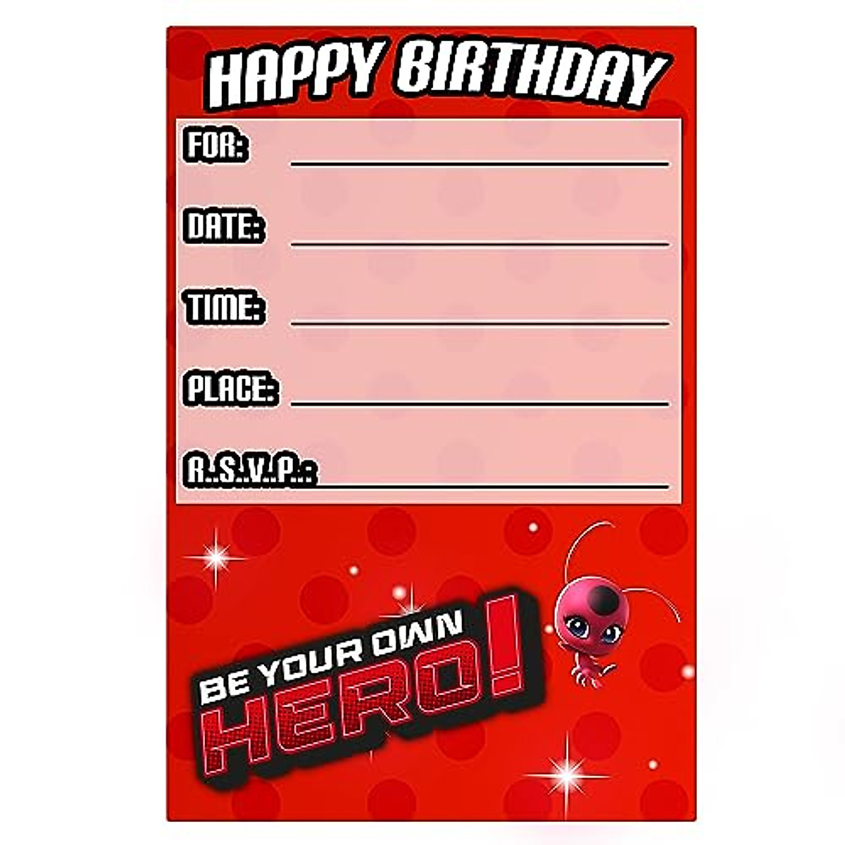 PC 10 Miraculous LadyBug Invitation Cards - Invite the Magic of LadyBug to Your Event!
