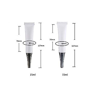 6PCS 15ML/0.5oz Empty White Plastic Soft Squeeze Tubes Cosmetic Eye Cream Tube Bottle with Silver Cap Makeup Sample Travel Packing Container Jars Dispenser for Eyecream Lip Balm Gloss DIY Beauty Tool