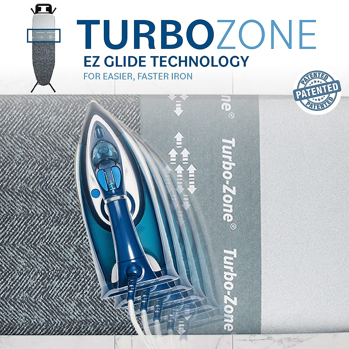 Bartnelli Classic Ironing Board with New Patent Technology | Made in Europe Iron Board with Patent Fast-Glide Zone, 4 Layer Cover & Pad, Height Adjustable, Safety Iron Rest, 4 Premium Steel Legs