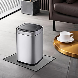 OBKING Trash Can Mat, with Non-Slip Particles to Prevent Trash Can Movement and Protect Floors, Raised Edges to Prevent Spills, Suitable for Kitchen, Living Room, Bedroom(11.8"x18.9")