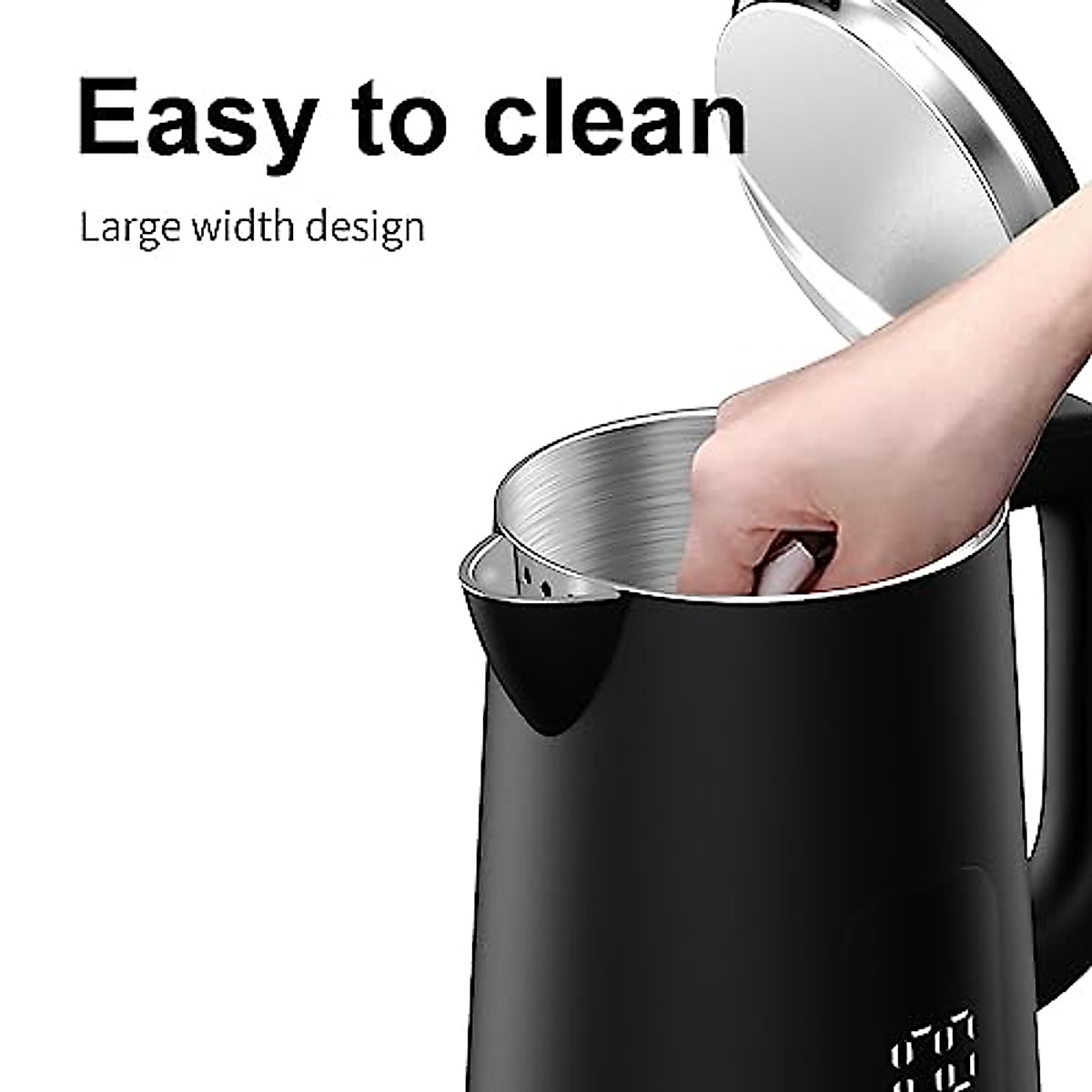 Onlicuf Temperature Control Electric Kettle, 304 Stainless Steel Interior Tea Kettle & Hot Water Boiler with Display, Auto-Off & Boil-Dry Protection, 1.7L, Keep Warm, Fast Boiling, BPA Free.