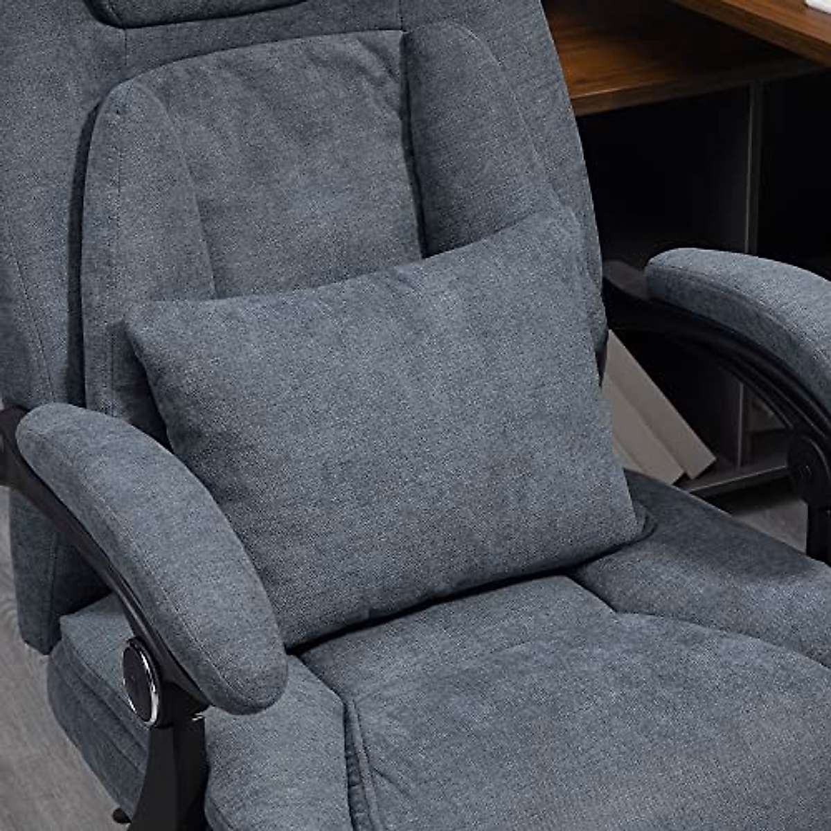 Vinsetto 3D Kneading Massage Office Chair with Reclining, Swivel Fabric Computer Chair with Footrest, Armrest, Gray