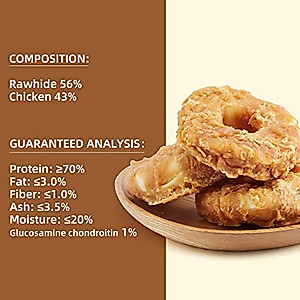 Jungle Calling Dog Treats Long Lasting, Rawhide Chews for Dogs, Chicken Wrapped Rawhide Donuts, Chewy Snacks for Medium Large Dogs