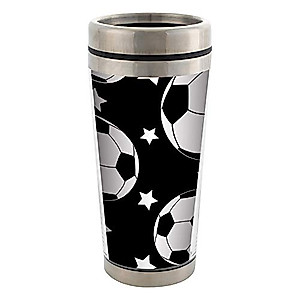 Elanze Designs Soccer Stainless Steel 16 oz Travel Mug with Lid