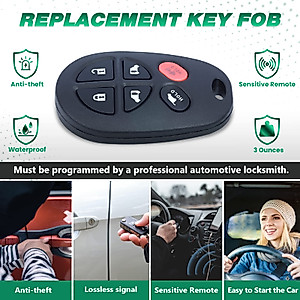 Beefunny Keyless Entry 6 Button Remote Car Key Fob for Toyota Sienna 2004-2013 FCC ID: GQ43VT20T (1)