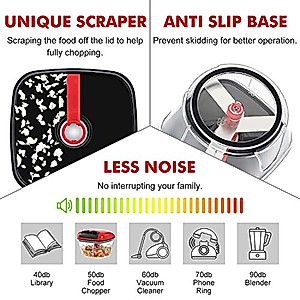 Manual Food Processor Vegetable Chopper, Geedel Pull Cutter with String for Veggies, Fruits, Salad, Onion, Ginger, Nuts, Herbs, etc, 2 Cup(500ml), Red