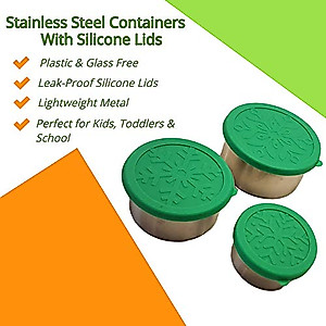 Stainless Steel Lunch Food Containers - Stackable Lightweight Metal Storage Nesting Containers Set with Leakproof Silicone Lids. BPA Toxin Free, Safe for Family, Kids School Snack Lunchbox Bento Box