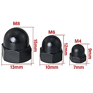 Hex Acorn Nut FMHXG 30PCS Black M4 Nylon Hexagon Decorative Cap Nuts for Mechanical Equipment Communication Equipment and Furniture Decoration, Hex Cap Nut