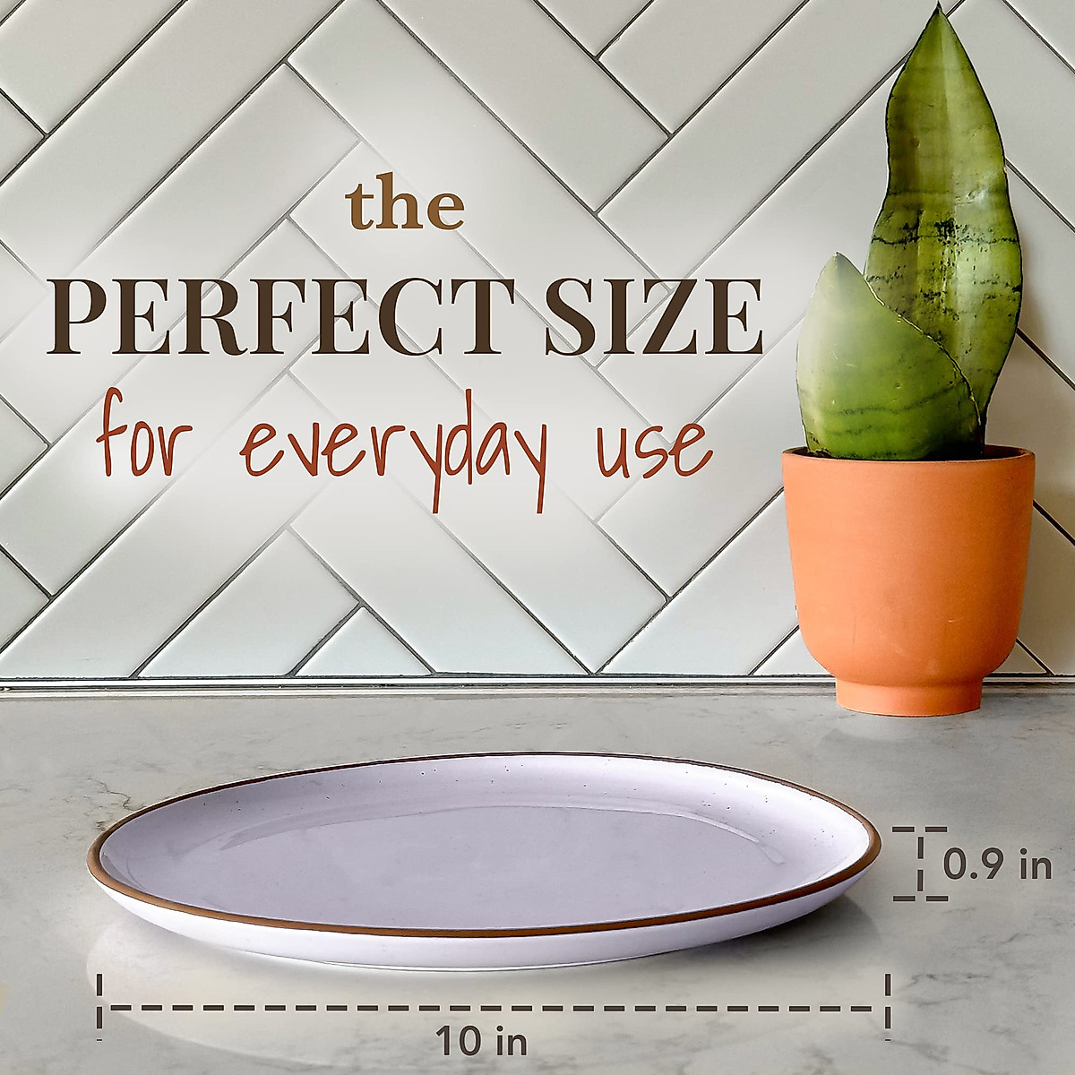 Mora Ceramic Dinner Plates Set of 6, 10 inch Dish Set - Microwave, Oven, and Dishwasher Safe, Scratch Resistant, Modern Rustic Dinnerware- Kitchen Porcelain Serving Dishes - Assorted Colors