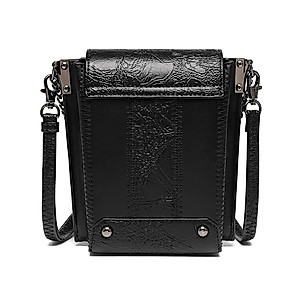 Small Crossbody Bag Shoulder Purse Leather Belt Pouch Waist Bag Fanny Pack Phone Holder Medieval Vintage Festival Renaissance Punk Costume Travel Wallet (Black)