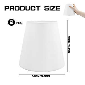 2pcs Small Lamp Shade Linen Fabric Clip On Bulb Lampshade Barrel Cloth Lamp Cover Replacement Linen Lampshade for Bedroom, Bedside Table Lamp, Wall Lamp(White)