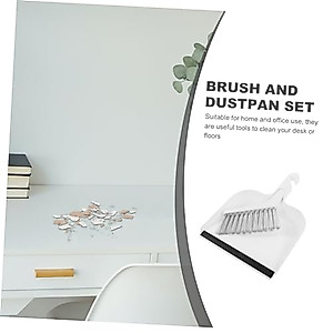BUTIFULSIC 1 Set Mini Table Broom Portable Broom and Dust Pan Messes Dustpan Mini Dust Pan Mini Dustpan Broom and Dustpan Stand up Broom Multi-Function Whisk Broom Cartoon Broom Plastic White