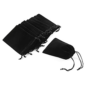 Small Pouch Jewelry Pouch Velvet Drawstring Pouches, 10pcs Black Velvet Bags Pouch Bags for Jewelry Gifts (3.9 X 5.5 inches)