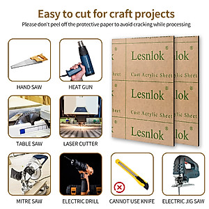 Black Acrylic Sheet 8x10 Lesnlok 2 Pieces Black Plexiglass Sheet 1/8 inch Thick, DIY Materials for Home Decor, Handcraft, Painting, Photography,Switch Panel, Display Stand