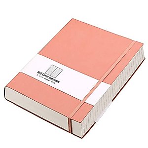 AHGXG Lined Journal Notebook - 320 Numbered Pages Large B5 Thick Journal for Women, 100gsm Thick College Ruled Paper, Faux Leather Softcover, for Work School, 7.6'' X 10''-Pink