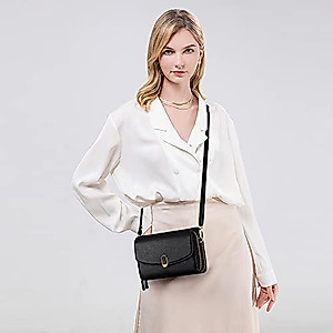 Peacocktion Small Crossbody Bags for Women, RFID Wallet Purse Cellphone Card Holder Wristlet 2 Straps, Black