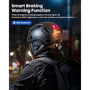 ILM Bluetooth Smart Bike Helmet Brake Warning LED Light Control NTA8776 CE CPSC Triple Certification Adult Bicycle Casco Men Women Matte Black Large X-Large