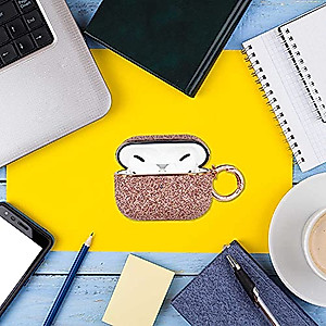 wanghe Luxury Bling Surface Plating Hard Cover Compatible with AirPods Case, Shockproof Protective Cover with Keychain for AirPod Pro - Pink Bling