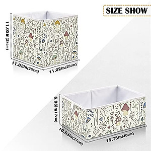 xigua Mushroom Cube Storage Bin Large Collapsible Storage Basket Toys Clothes Organizer Box for Shelf Closet Bedroom Home Office, 11 x 11 x 11 Inch