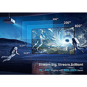 Projector with 5G WiFi and Bluetooth 5.1, ACROJOY Native 1080P Mini Projector 4K Support with 120" Screen & 400" Display, Outdoor Movie Home Theater LED LCD Projector Compatible with TV Stick/HDMI/USB