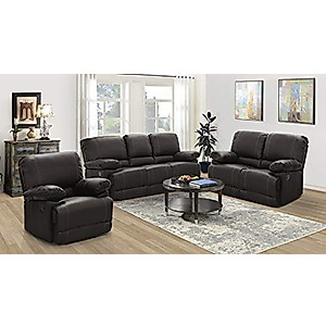 Lexicon Randolph Faux Leather Double Reclining Sofa with Dropdown Table, 81" W, Dark Brown