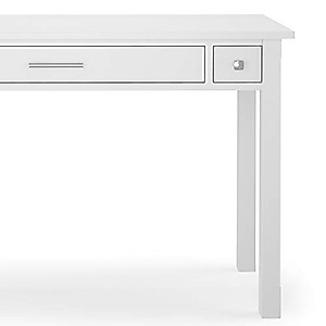 SIMPLIHOME Avalon SOLID WOOD Contemporary 47 Inch Wide Writing Desk in White, For the Office Desk, Writing Table, Workstation and Study Table
