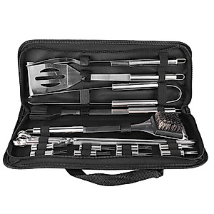 20pcs BBQ Grill Set Professional Stainless Steel Tongs Spatula Fork Brush Barbecue Tool Set for Outdoor Camping Travel
