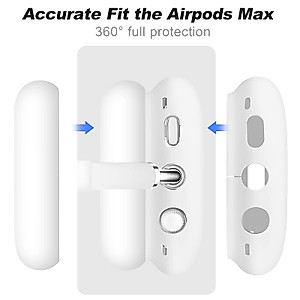 [3 in 1] Vsagier Silicone Case for AirPod Max,Ear Pad Case Cover/Ear Cups Cover/Headband Cover,Skin Anti-Scratch, Accessories Ultra Protective Cover for Apple AirPods Max(White)…