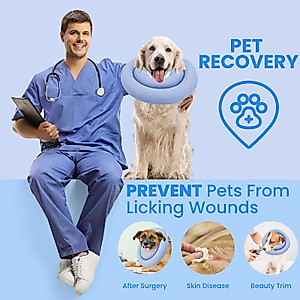 DURAGS Dog Cone for Medium Dogs, Comfortable Adjustable Soft Dog Cone Replacement After Surgery，Suitable for Small and Medium Sized Dogs (Blue, L)