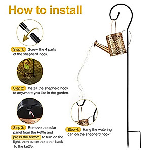 Lysliv Watering Can Solar Outdoor Lights Garden Decor, 36 LED Solar Lights Outdoor Waterproof Decorations,Warm White String Lights Hanging Solar Lantern Retro Metal Gifts for Patio Yards (1 Pack)