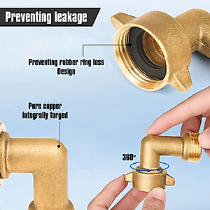 JuKonn,90 Degree Hose Elbow, Garden Hose Elbow For RV Water Hoses, 3/4" Solid Brass Hose Connect, Residential Outdoor Faucets, Rv Freshwater Hoses &Fittings 2 Pack