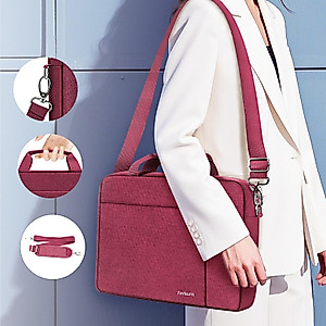 Ferkurn Laptop Bag Women Men Computer Bag Compatible with HP Envy Pavilion Omen/LG Gram/MSI/Dell Inspiron XPS/Lenovo/Acer, Shoulder Strap Carrying Briefcase Messenger Bag Case, Red, 15.6 16 Inch