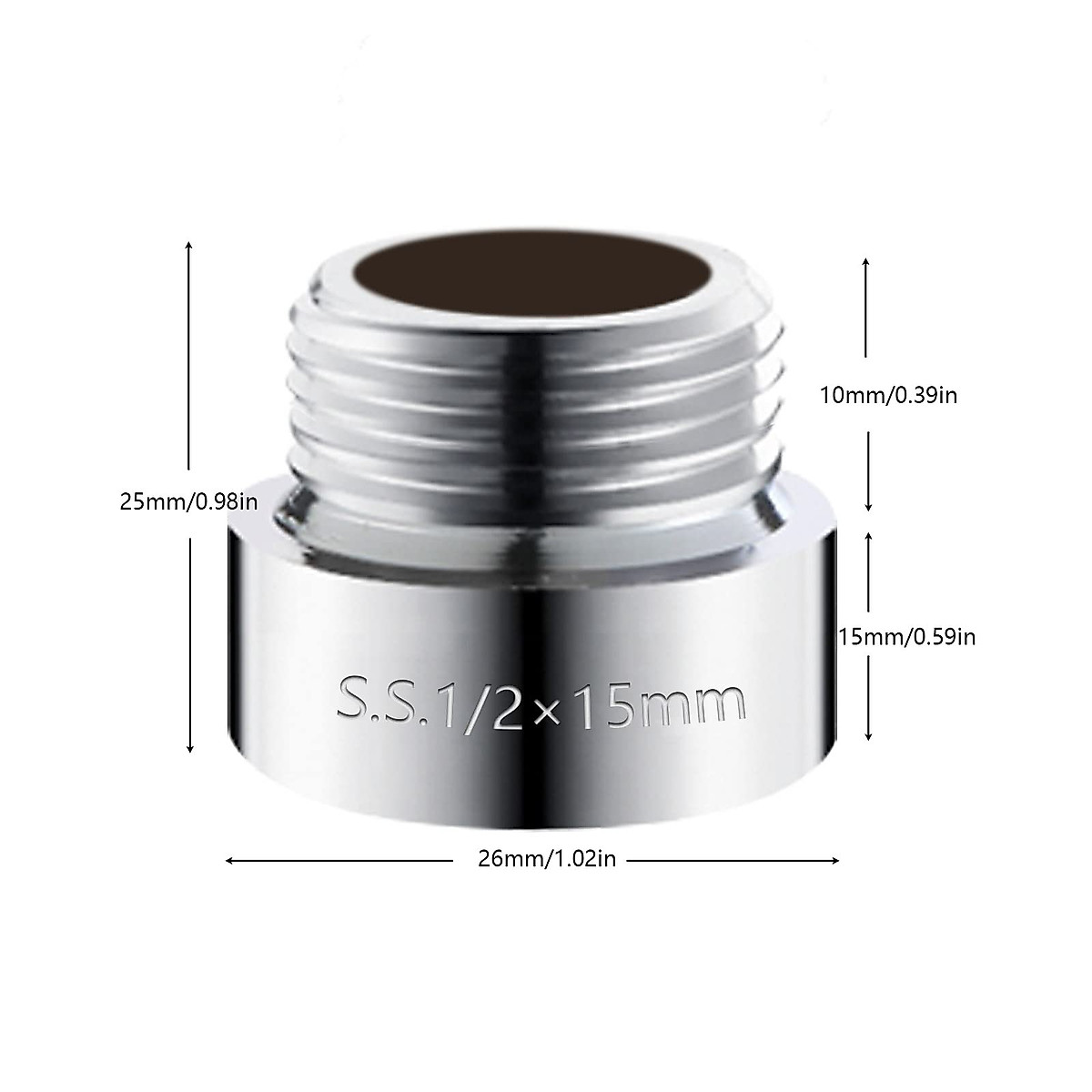 Tworider 15mm Length Shower Arm Extension,Handheld Stainless Steel Shower Head Extension Arm For Bathroom Accessories (Cast Pipe Fitting Coupler,Extended Shower Pipe)