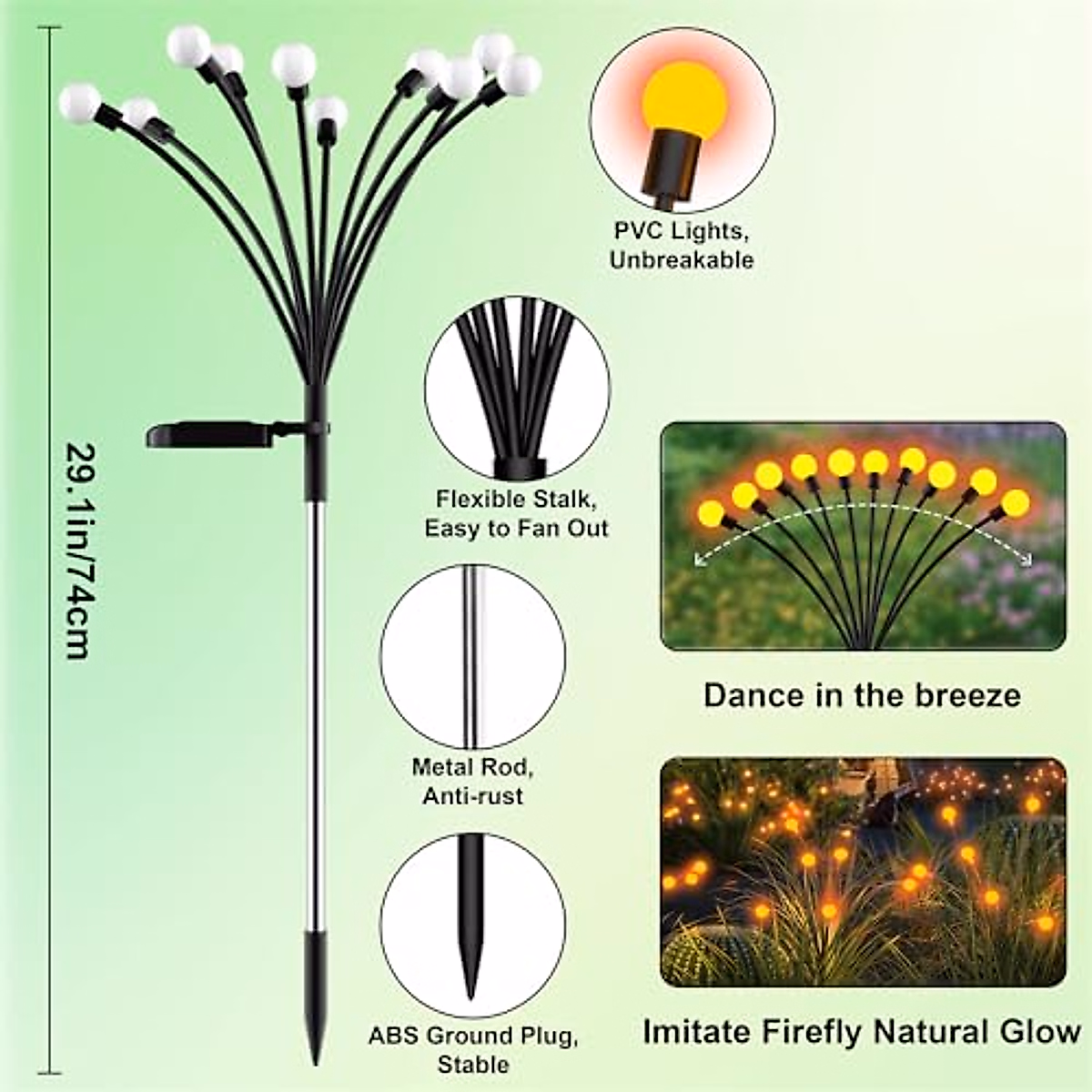 Inscrok Halloween Decorations Outdoor Solar Garden Lights, 5Pack 40LED Swaying Firefly Lights Halloween Pumpkin Lights, Waterproof Solar Halloween Path Lights for Yard/Garden/Lawn/Party Decor