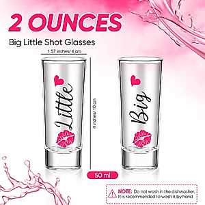 2 Pcs Sorority Big Little Shot Glasses with Heavy Base Big Little Sorority Gifts 2 oz Tequila Shot Glasses Mini Glass Cups Clear Shot Glass for Big Sister Little Sister Drinking Glassware (Lips)