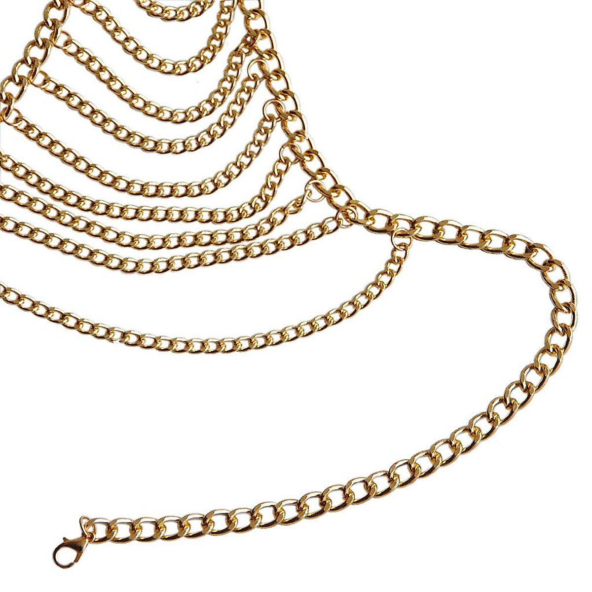 Salliy Boho Body Chain Bra Gold Sexy Rhinestone Bikini Bra Body Halter Backless Sequins Chain Bra Beach Body Accessories Jewelry for Women (Gold Bra + Skirt)