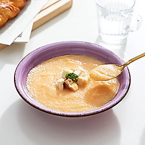 vancasso Bonita Muticolour Dinner Set- 18 Pieces Stoneware Dinnerware Set for 6, Handpainted Spirals Pattern Ceramic Combination Set with 10.5in Dinner Plate, 7.7in Dessert Plate and 750ml Soup Bowl