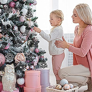 Glitter Snowflake Ornaments for Christmas Tree, 40pcs Black Christmas Decoration Hanging Decorations for Halloween Xmas Tree, Window, Door