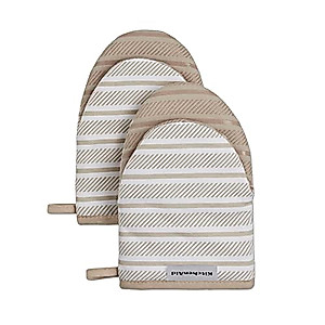 KitchenAid Albany Mini Oven Mitt 2-Pack Set, Milkshake Tan, 5.5"x8"