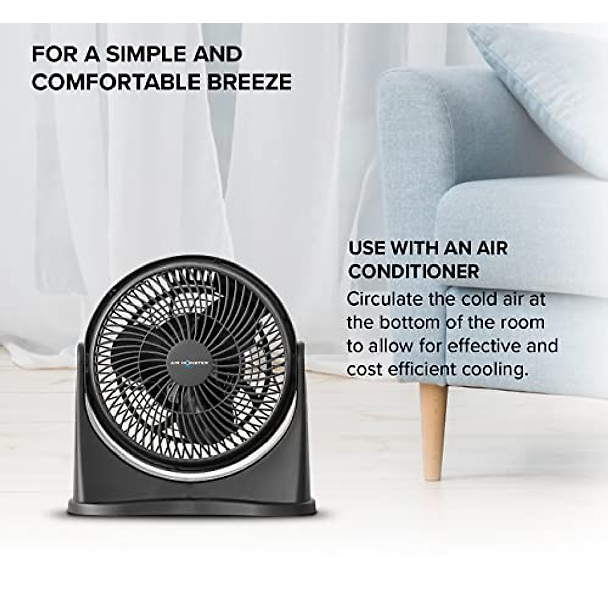Air Monster 15655 High Velocity 3 Speed 8 Inch Adjustable Tilt Mini Personal Desk Fan with Wall Mount Option and Carry Handle, Black