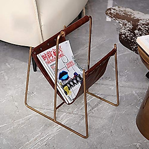 Magazine & Newspaper Baskets Magazine Rack Simple Small Newspaper Rack Desktop Debris Storage Basket Leather Luxury Storage Rack Decorative Bookshelf Craft Decorations