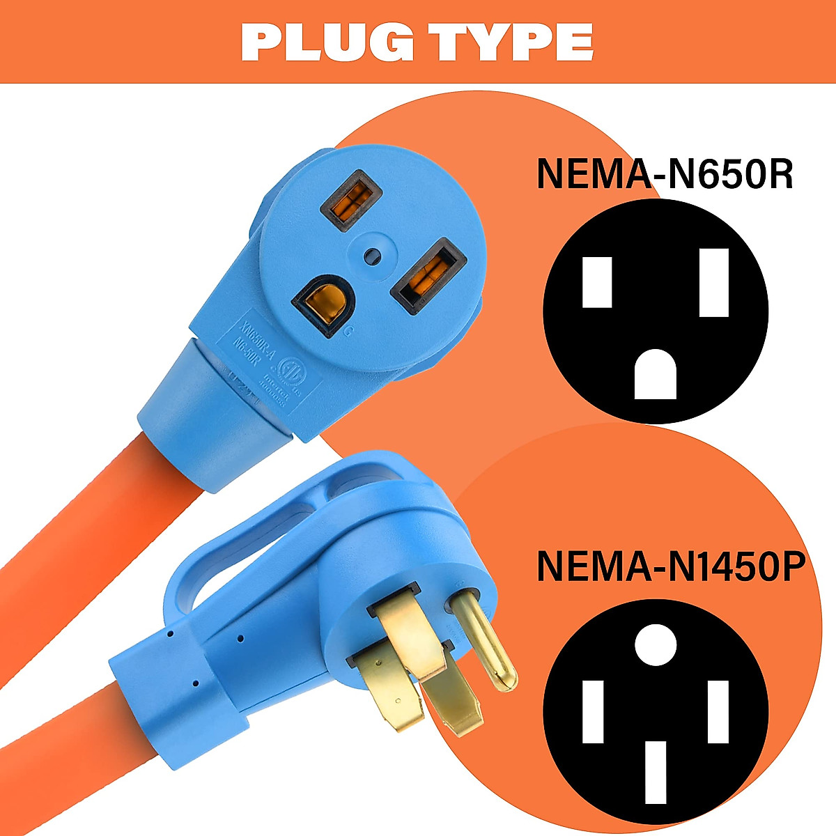 Flameweld Welder Adapter Cord - NEMA L14-30P Twist Locking to 6-50R, 4 Prong Generator to 3 Prong Welder Power Adapter Cord, 125/250V STW 10AWG Generator Cord, ETL (Blue)