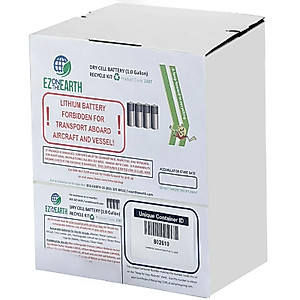 EZ on the Earth - Dry Cell Battery Recycling Container – 1 Gallon, Battery Disposal Bin with Lid That Holds up to 13.2 lbs Batteries - Recycling Pail with Cardboard Box